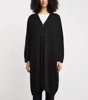 Eskandar Cashmere Wide Longline Cardigan - Black
