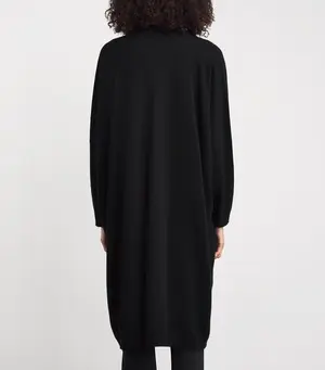 Eskandar Cashmere Wide Longline Cardigan - Black
