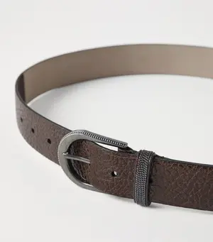 Brunello Cucinelli Hammered Calfskin Belt - Brown