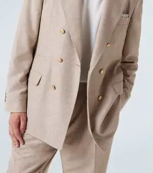 Brunello Cucinelli Houndstooth Cashmere And Silk Suit Jacket