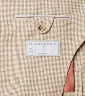 Brunello Cucinelli Houndstooth Cashmere And Silk Suit Jacket - Beige