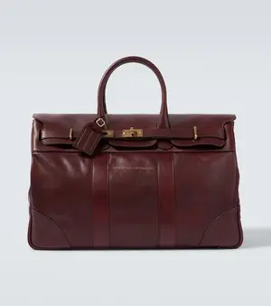 Brunello Cucinelli Leather Duffle Bag - Burgundy