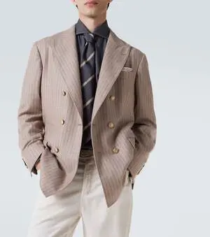 Brunello Cucinelli Striped Cashmere And Silk Blazer