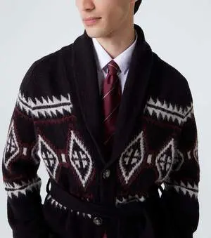 Brunello Cucinelli Jacquard Wool, Silk, And Cashmere Cardigan