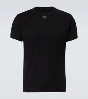 Prada Triangle Cotton Jersey T-shirt - Black