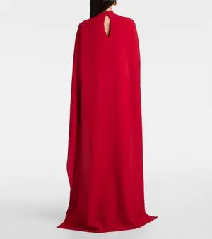 TALLER MARMO Carrington Caped Crêpe Cady Gown - Red