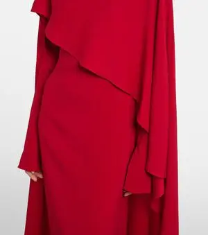 TALLER MARMO Carrington Caped Crêpe Cady Gown - Red
