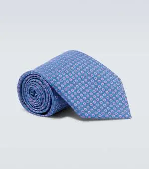 Charvet Polka-dot Silk Jacquard Neck Tie - Blue