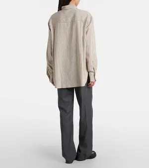 THE FRANKIE SHOP Peri Striped Poplin Shirt - Beige