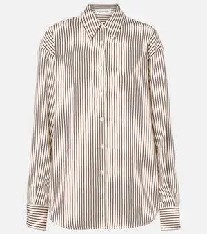 THE FRANKIE SHOP Peri Striped Poplin Shirt - Beige