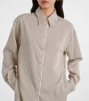 THE FRANKIE SHOP Peri Striped Poplin Shirt - Beige