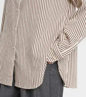 THE FRANKIE SHOP Peri Striped Poplin Shirt - Beige