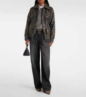 Brunello Cucinelli Sequined Mohair-blend Zip-up Sweater