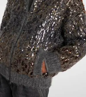 Brunello Cucinelli Sequined Mohair-blend Zip-up Sweater