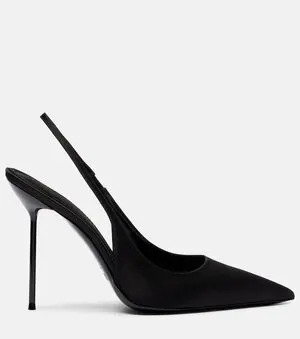 Paris Texas Lidia 105 Satin Slingback Pumps - Black