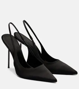 Paris Texas Lidia 105 Satin Slingback Pumps - Black