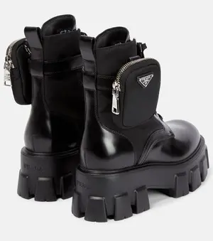Prada Monolith Leather Ankle Boots