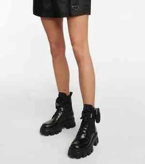 Prada Monolith Leather Ankle Boots