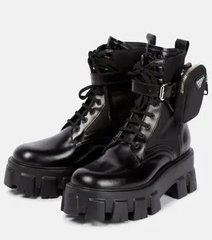 Prada Monolith Leather Ankle Boots