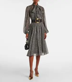 Dolce & Gabbana Chevron Tie-neck Silk-blend Midi Dress
