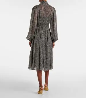 Dolce & Gabbana Chevron Tie-neck Silk-blend Midi Dress