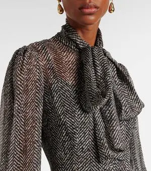 Dolce & Gabbana Chevron Tie-neck Silk-blend Midi Dress