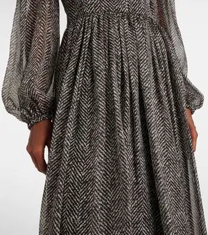 Dolce & Gabbana Chevron Tie-neck Silk-blend Midi Dress