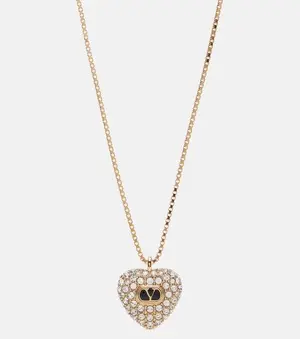 Valentino Garavani Cœur Royal Embellished Pendant Necklace - Gold
