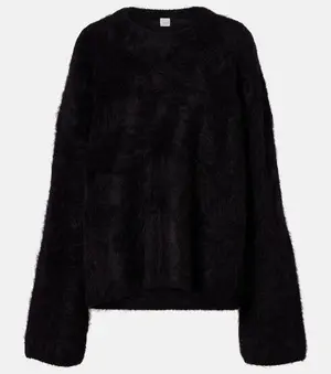 TOTEME Oversized Alpaca-blend Crewneck Sweater - Black