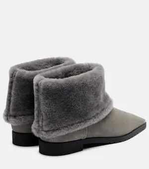 TOTEME Suede And Shearling Ankle Boots - Grey