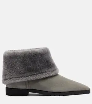 TOTEME Suede And Shearling Ankle Boots - Grey