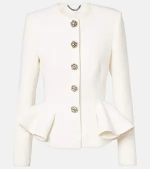 Safiyaa Tomomi Embellished Peplum Jacket - White