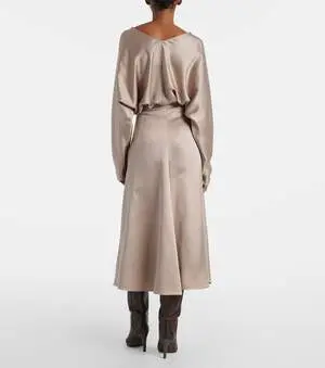 Brunello Cucinelli Silk Midi Skirt