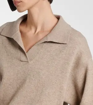 Brunello Cucinelli Monili Cashmere-blend Polo Sweater - Beige