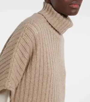 Brunello Cucinelli Ribbed-knit Cashmere Turtleneck Sweater - Beige