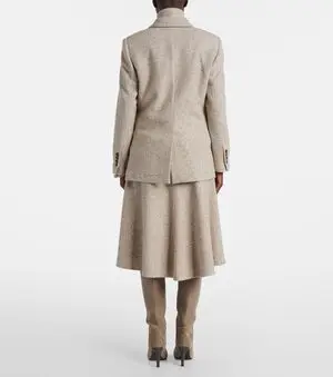 Brunello Cucinelli Double-breasted Wool And Silk-blend Blazer - Beige