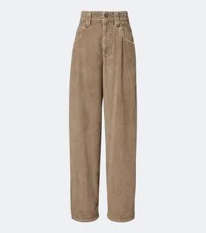 Brunello Cucinelli Monili Cotton Corduroy Straight Pants - Beige