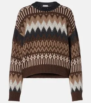 Brunello Cucinelli Cashmere Jacquard Sweater - Brown