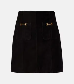 Rixo Wiley Suede Miniskirt Black