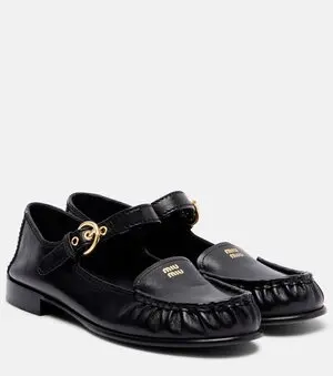 Miu Miu Leather Loafers - Black