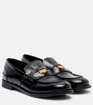 Miu Miu Leather Loafers - Black