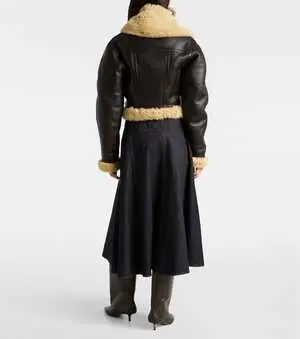 Jacquemus Aviatore Cropped Shearling-trimmed Leather Jacket