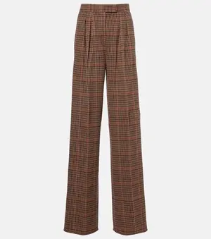 Max Mara Seggio Wide-leg Houndstooth Trousers - Brown