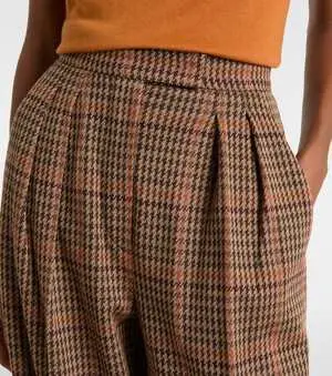 Max Mara Seggio Wide-leg Houndstooth Trousers - Brown