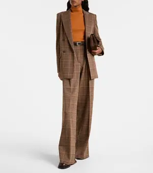 Max Mara Seggio Wide-leg Houndstooth Trousers - Brown