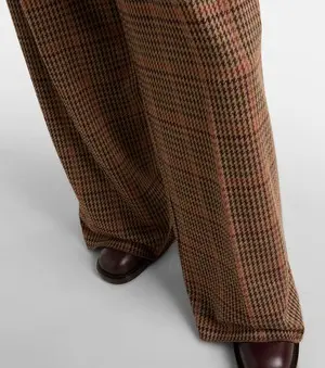 Max Mara Seggio Wide-leg Houndstooth Trousers - Brown