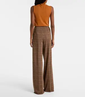 Max Mara Seggio Wide-leg Houndstooth Trousers - Brown