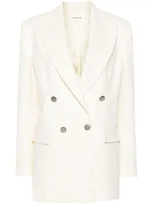 PAROSH Cotton Blend Blazer Jacket - White