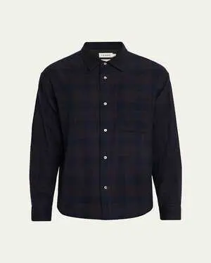 FRAME Men's Wool Plaid Button-Down Shirt - Navy Multi