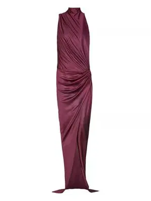 Balmain Draped High-neck Maxi Dress